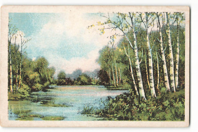 Postcard River scene very colorful trees water portrait VTG ME4. | eBay