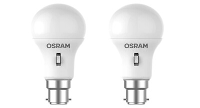 2 x Osram LED 8W B22 A60 800 Lumen Bulb Tri Color Select CCT 3000K ...