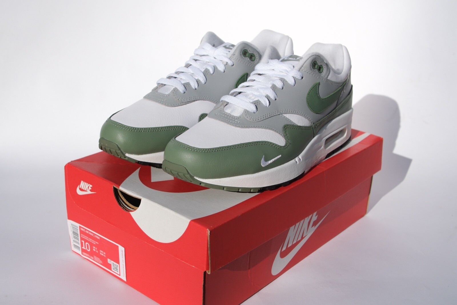 Nike Air Max 1 PRM Leather Spiral Sage Green Wolf Grey DB5074-100 Mens ...