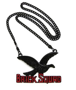 NEW BRICK SQUAD PENDANT & 5mm/24" CUBAN CHAIN HIP HOP NECKLACES ...