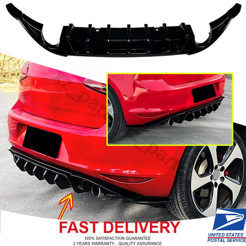 For 14-17 Golf 7 MK7 GTI GTD TSI Blk Rear Bumper Diffuser Lip W/ Light ...