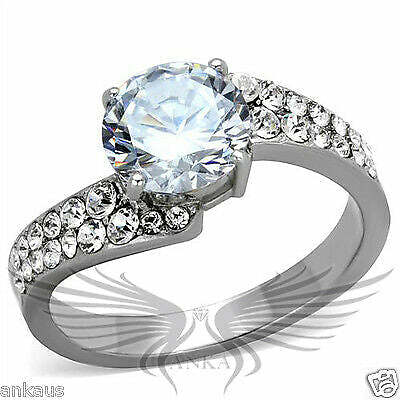 Brilliant 2Ct Round Cut Cubic Zircon CZ AAA Engagement Ring 5 6 7 8 9 ...