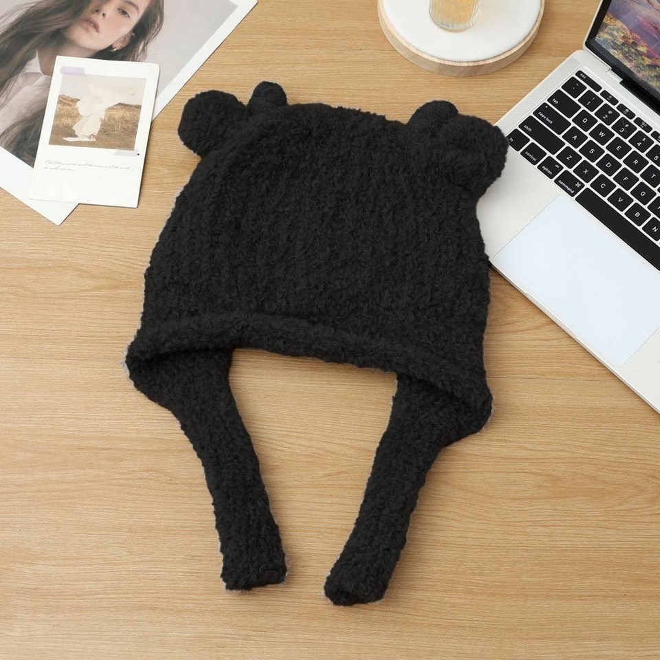 Windproof Knitted Yarn Cap Ear Protection Cycling Cap New Ear Flap Hat ...