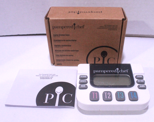 The Pampered Chef Digital Kitchen White Timer 100479 Battery Operated ...