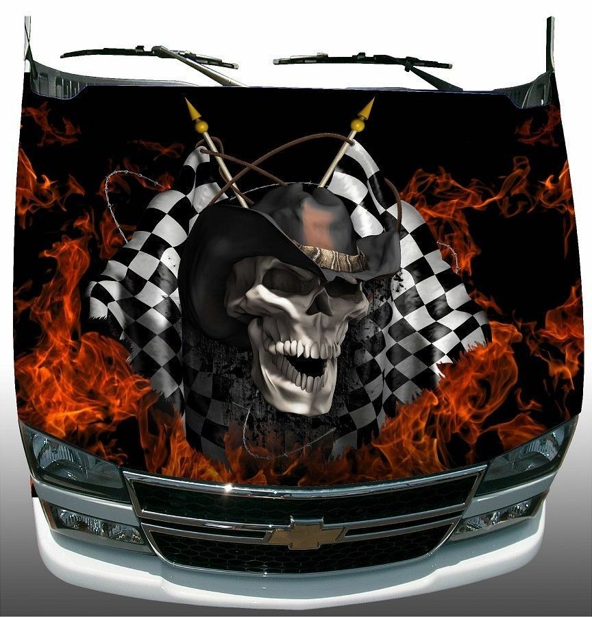 Skull Flame Vinyl Wraps Skull Flame Grunge Orange Fiery Design Black