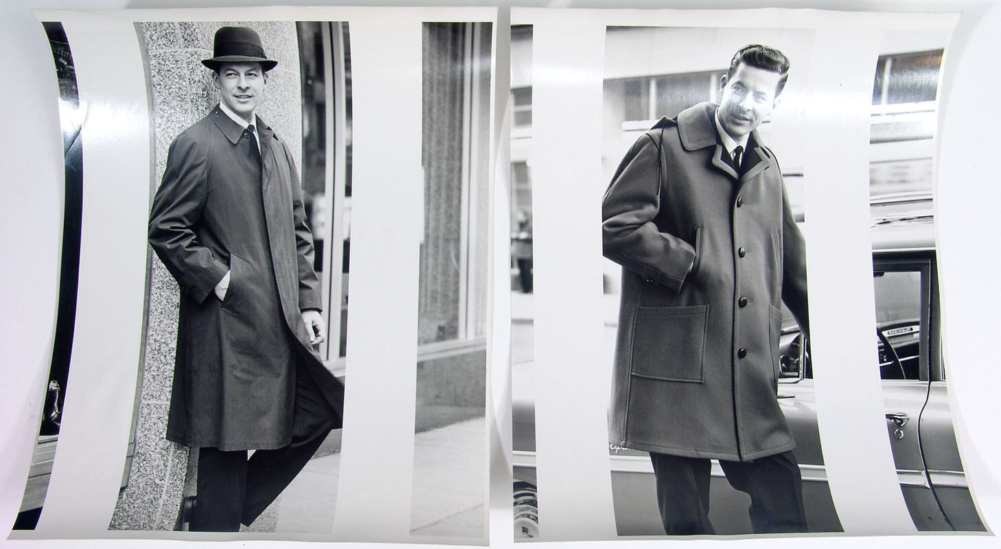Vtg 1960s Photos MCM Pea Coat + Raincoat Mens Fashion Retro B&W Dayton ...