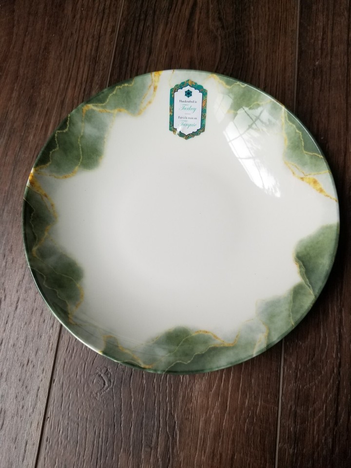 INTESA HOME Set Of Two 9.25" Dinner Bowls Green/Whitr/Gold Abstract | eBay