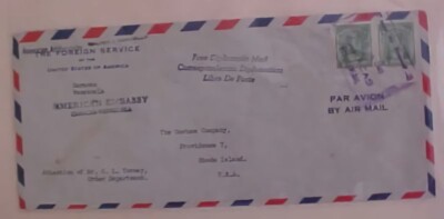 VENEZUELA CARACAS US CONSULAR DIPLOMATIC MAIL FREE TO RHODE ISLAND USA ...