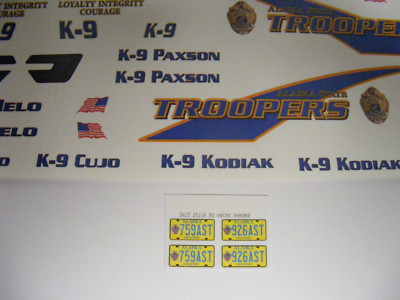 Alaska State Trooper K9 1:18 Water Slide Decals Fits Motormax Police ...