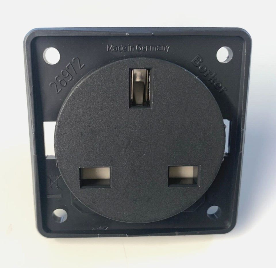 Berker Mains Socket Chrome Fascia Plate Swift Sterling Caravan or ...