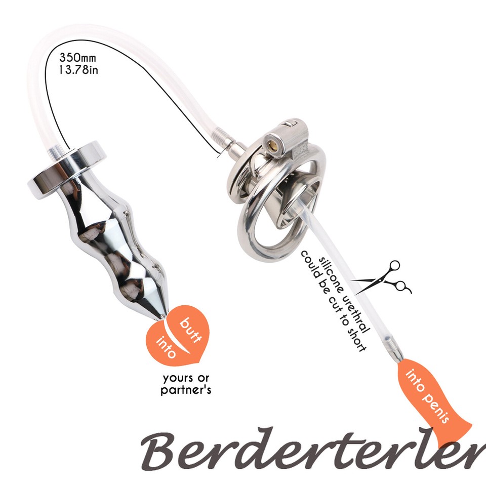 Male Inverted Negative Cage with Beaded Plug To Pee Clean Chastity ...