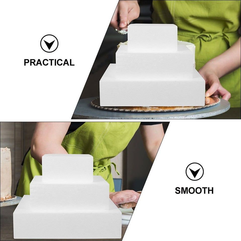 3Pcs Square Foams Cakes Handcrafted Cake Dummies Practice Accessories ...