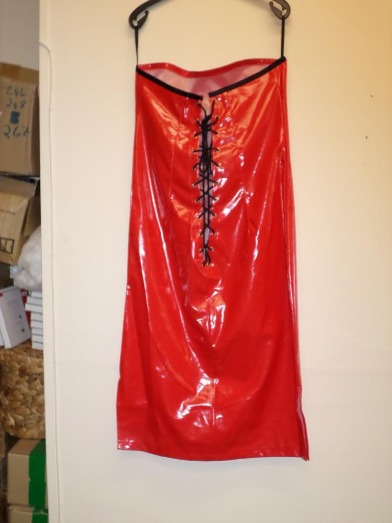 PVC DRESS WITH LACE UP BACK. BLACK OR RED. S/M/L. SKU 156 | eBay UK