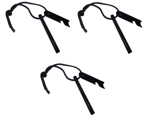 (3)Striker Flintstone Fire Steel Starter Magnesium Ferro Rod 5/16" x 3 ...