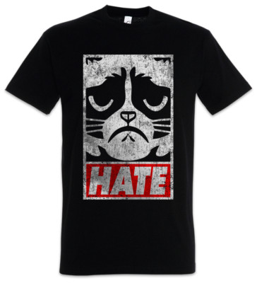 Grumpy Hate T-Shirt Cat Cats Love addicted Addiction Fun Geek Nerd ...