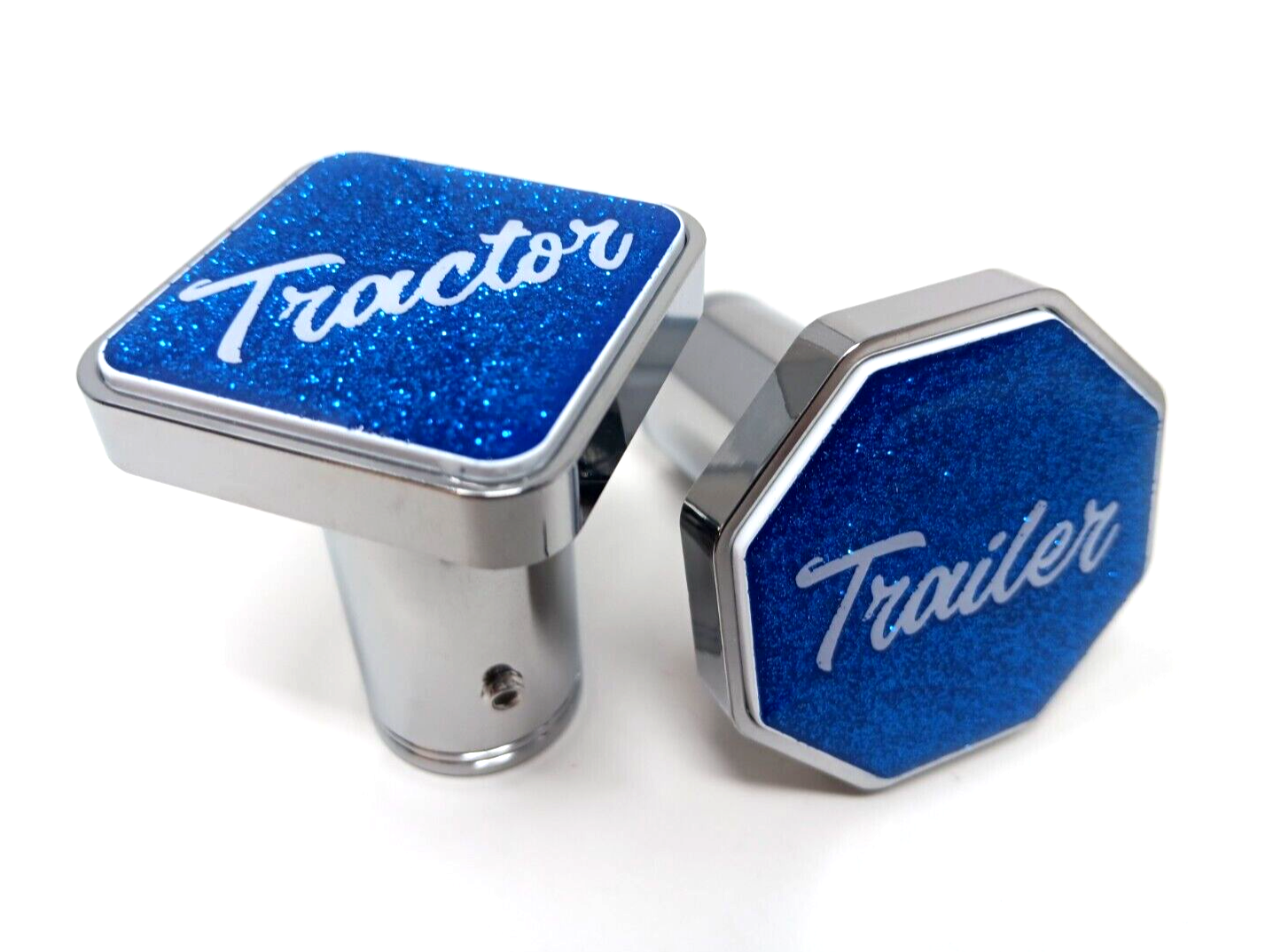 Trailer & Tractor semi truck SET Air Brake Knob chrome screw on blue ...