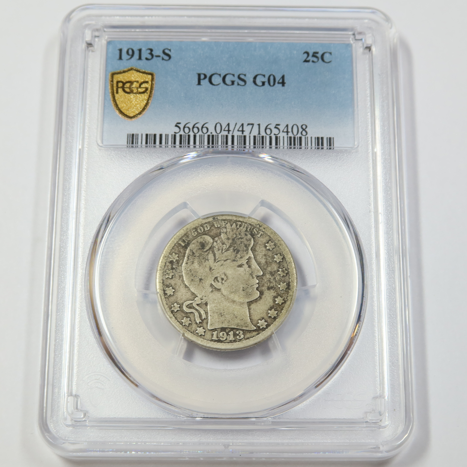 1913 S PCGS G4 - SILVER Barber Quarter - 25c US Coin #45996A | eBay