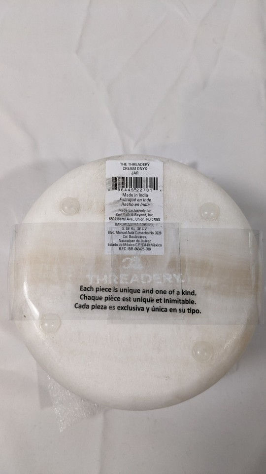 The Threadery Marble Ivory bathroom Cream Onyx Jar, Bed Bath & Beyond ...