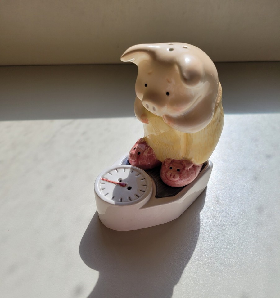 Pig Scale FIGI Salt & Pepper Shaker Set 2 Pc Whimsical Fun Oh No.. That ...