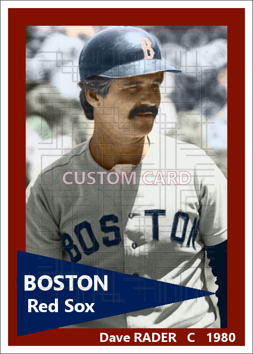 Dave Rader - 1980 Boston Red Sox - 2.5 x 3.5 custom card (blank back ...