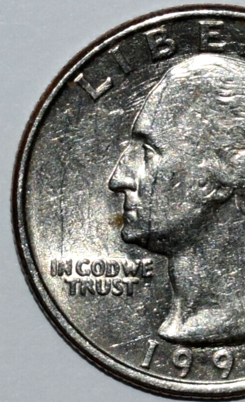 1990 D Washington Quarter Error Double-Die Mint Mark, DD Wing Die Clash ...