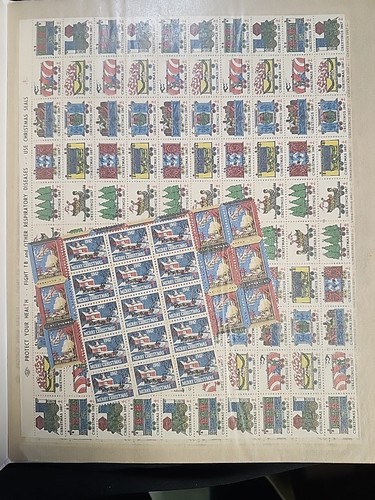 Vintage Christmas Stamps Mint Sheet File 1942-1981, 50 Sheets Great Set ...