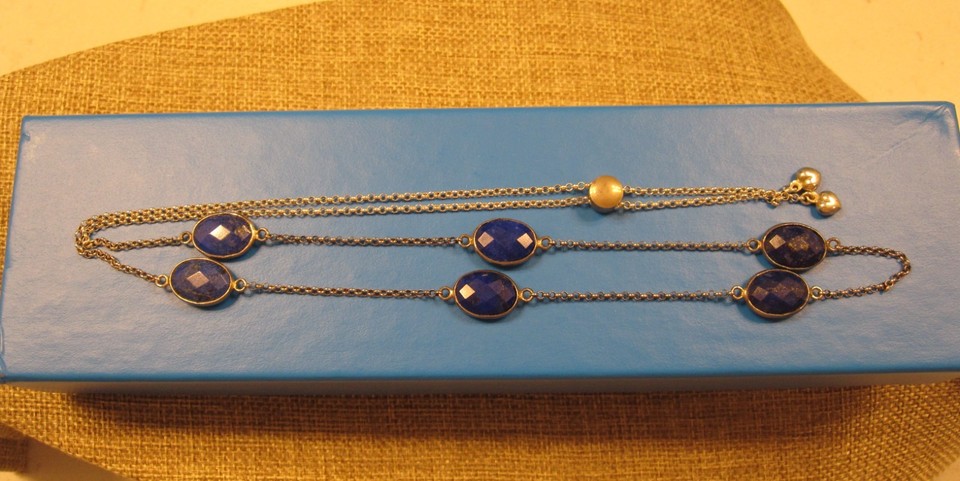 JAY KING Mine Finds SS Adjustable Blue Lapis Chain Station Necklace 30 ...