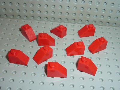 10 x brique pour toit LEGO Red slope bricks ref 3040b / Set 7419 4564 ...