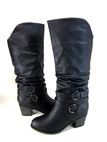 JOURNEE COLLECTION WOMEN'S LATE RIDING BOOTS,BLACK,US SIZE 6.5 MEDIUM ...