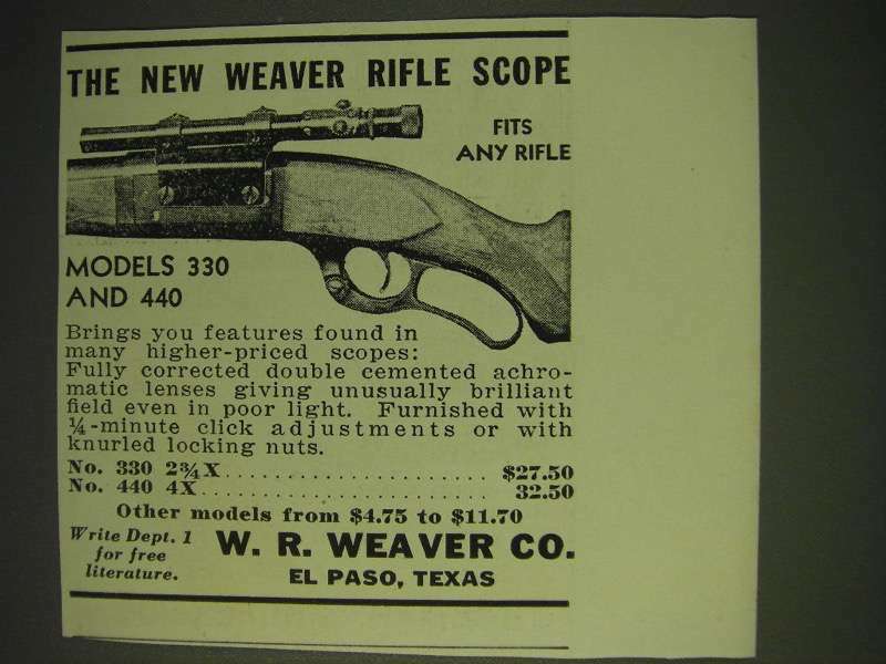 1937 Weaver Model 330 and 440 Scopes Ad | eBay