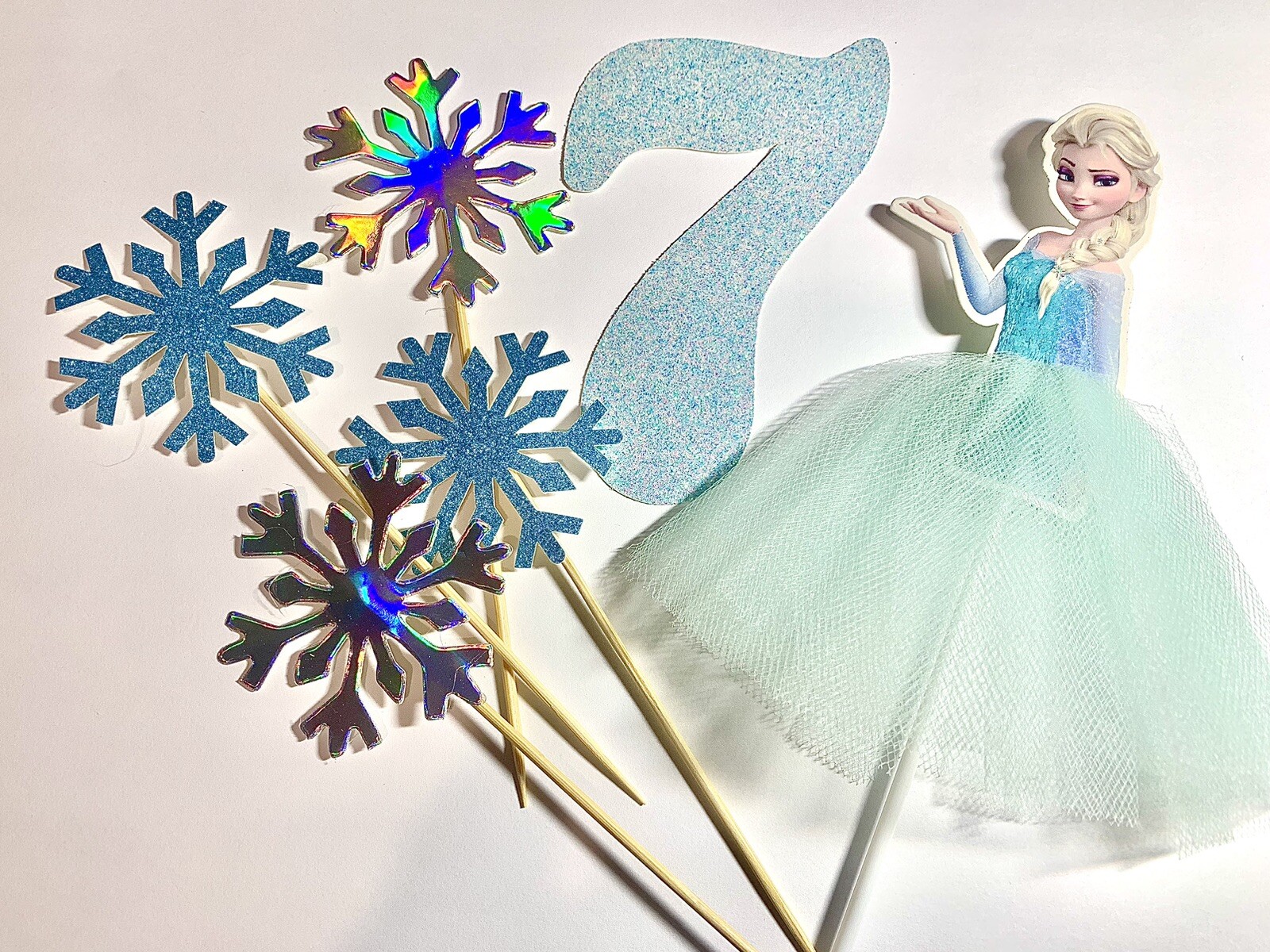 Frozen Cake Topper Set ..Elsa, Age Number snowflakes, ……Birthday Party ...