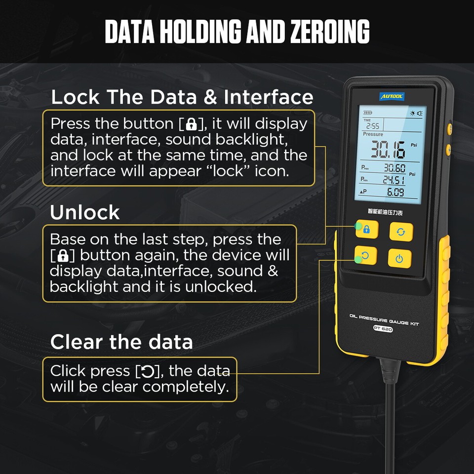 Digital Gasoline Auto Engine Oil Pressure Gauge Tester Oil Pressure ...