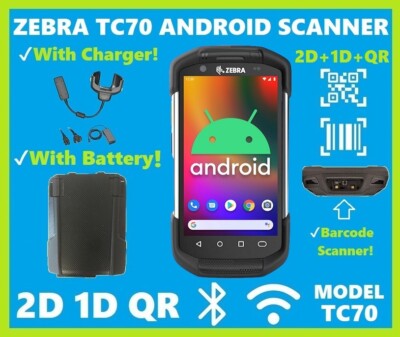 Zebra TC70 Android Handheld 2D/1D/QR Code Scanner, TC700H, Battery ...