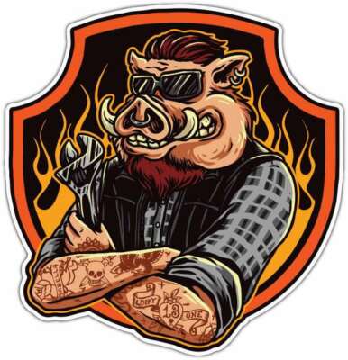 Cool Boar Red Bandana Razorback Hog Flame Car Bumper Window Sticker ...