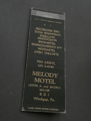 Vintage Pennsylvania Matchbook “Melody Motel - Lester & Gloria Miller ...