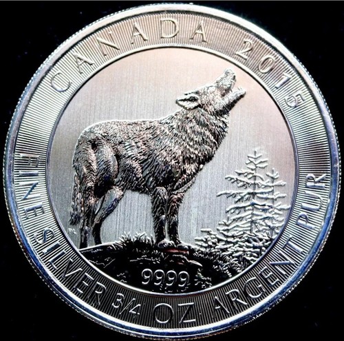 (1) 2015 Canada $2 Dollar 3/4oz .9999 Fine Silver BU * GREY WOLF ...