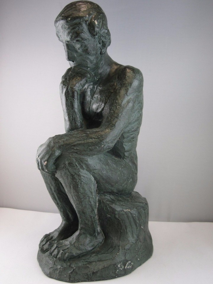 E417 ⭐⭐ The Thinker Sculpture After Rodin Signed ⭐⭐Kunsthaus Clasen ...