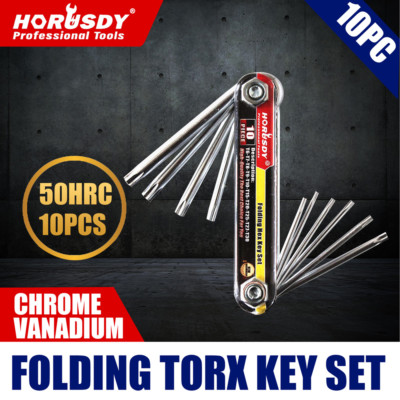 10 PC Folding Locking Torx Hex Key Allen Wrench Driver Set Tamper ...