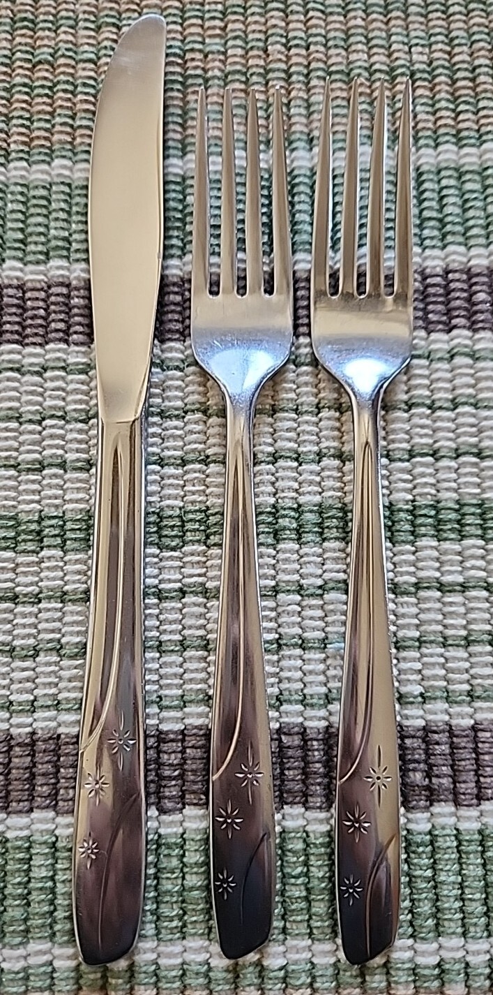 Lot of 3 Oneida Thor STARLET Stainless Flatware Knife & Forks Atomic | eBay