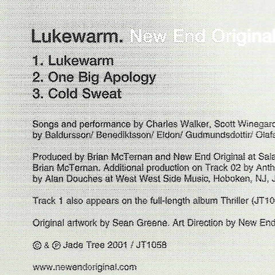 Lukewarm by New End Original (Cd 2001) [3 trk] | eBay