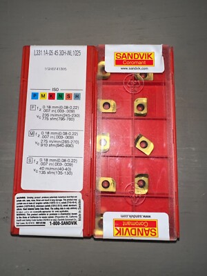 SANDVIK CARBIDE INSERTS QUANTITY 10 L331.1A-05 45 30H WL 1025 | eBay
