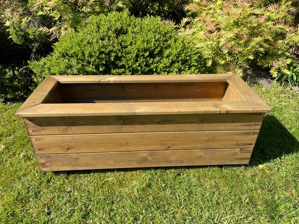 Trough Rectangle Wooden Garden Planter Extra Deep Large Raised Quality ...