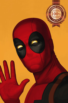 DEADPOOL PORTRAIT WAVING DRAWING PICTURE ART ARTWORK PRINT PREMIUM ...
