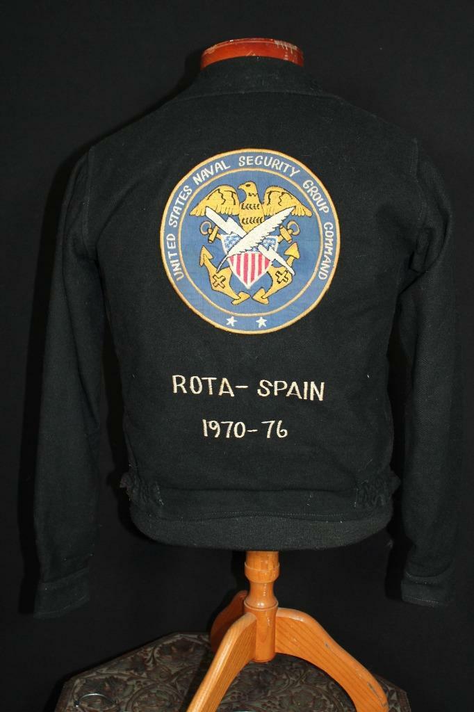 RARE VINTAGE 1970-1976 MILITARY BLACK WOOL ROTA-SPAIN SOUVENIR JACKET ...