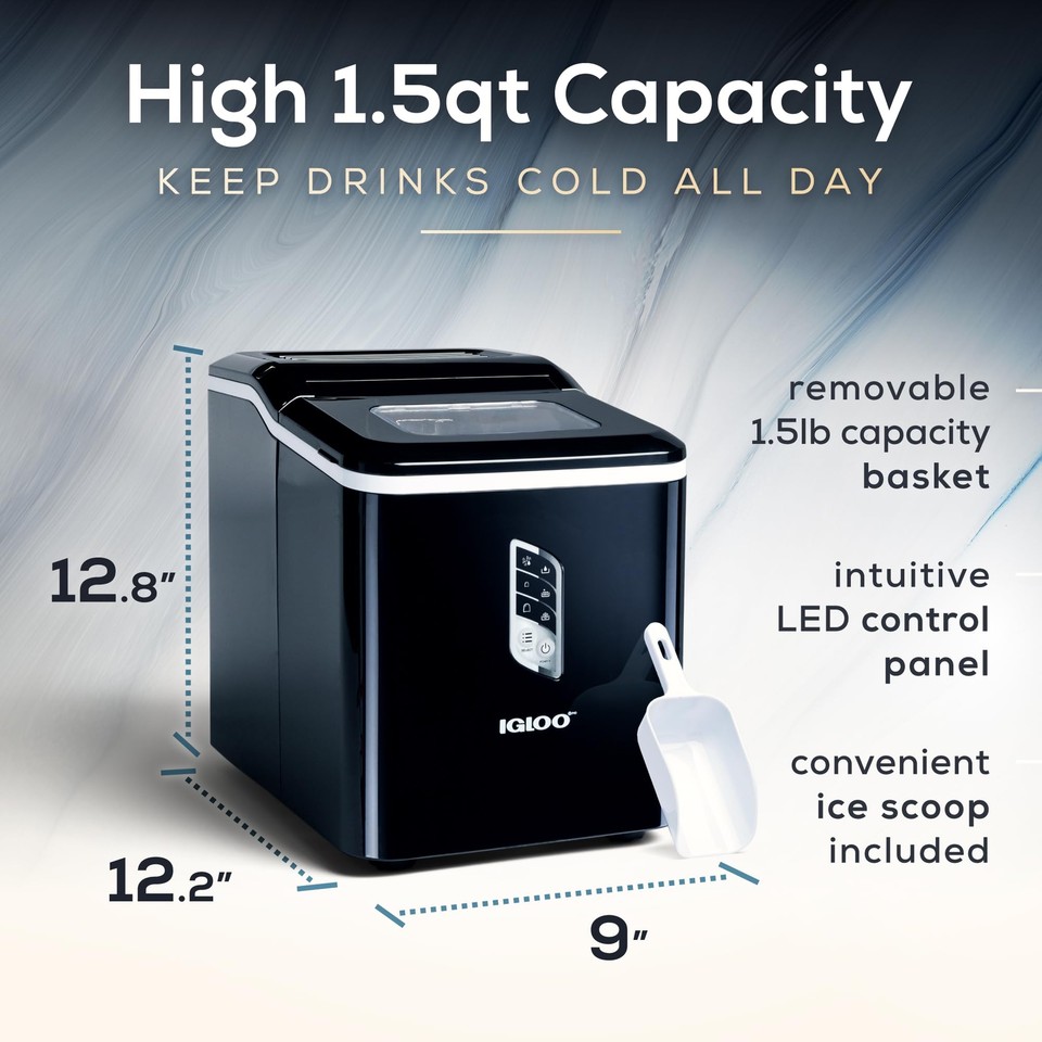 Igloo Portable Ice Maker 26 Lb High Yield Self Cleaning Compact 2 Sizes ...