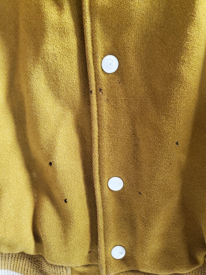 Vintage Georgia Tech Letterman/Bomber Jacket Gold Leather Sleeves Size ...