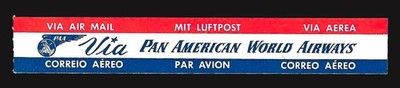 Via Pan American World Airways Airmail Etiquette Stamp - Red Line at ...