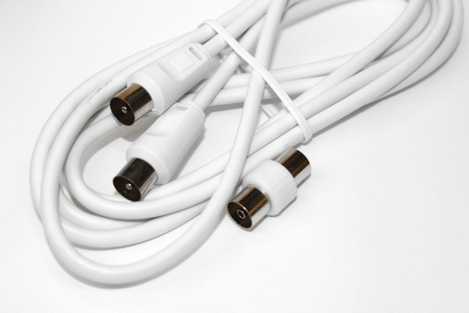 2m RF Fly Lead Coaxial Aerial Cable Digital TV Male to M Extension ...