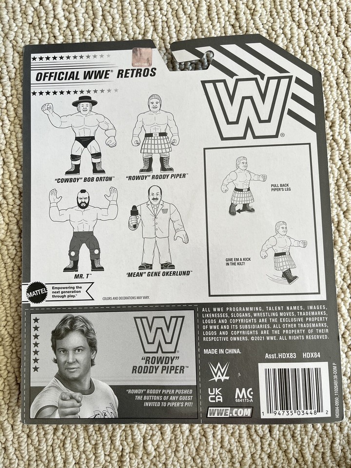 ROWDY RODDY PIPER Mattel WWE Retro Figure Brand New IN HAND 2022 Hasbro ...