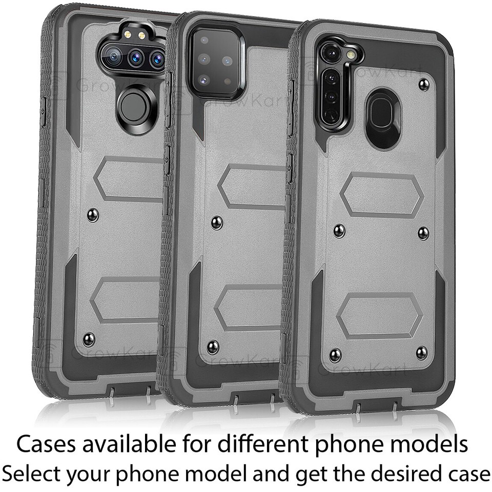 SHOCKPROOF TANK Phone Case Cover Clip Holster Stand + BUILT-IN SCREEN ...